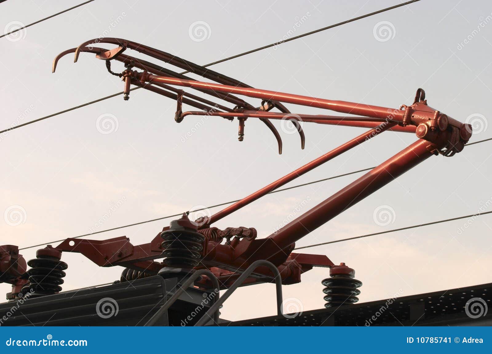 Tram Pantograph in Contact with the Upper Wires Stock Image - Image of ...