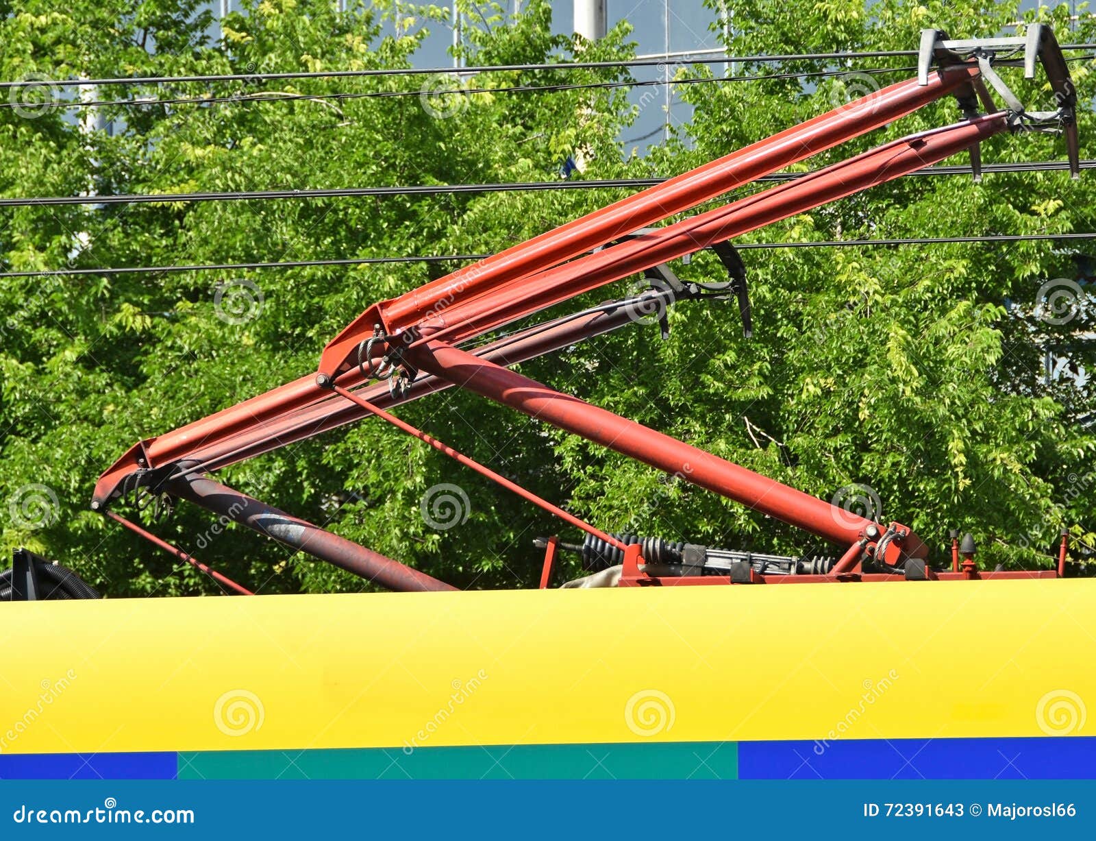 Pantograph of a streetcar stock image. Image of tramway - 72391643