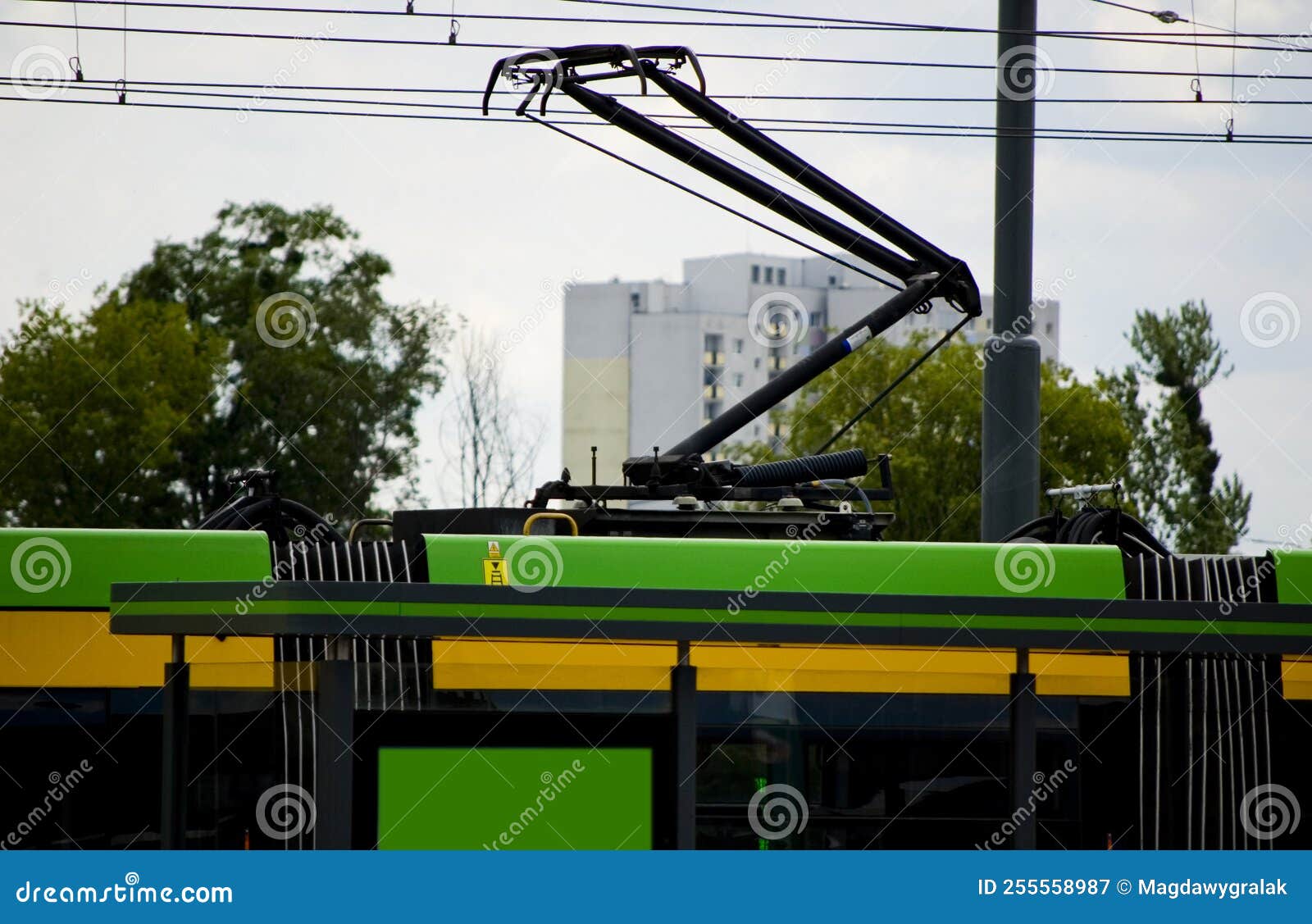 Pantograph on the Tramway Carriage Roof Top. Stock Image - Image of ...