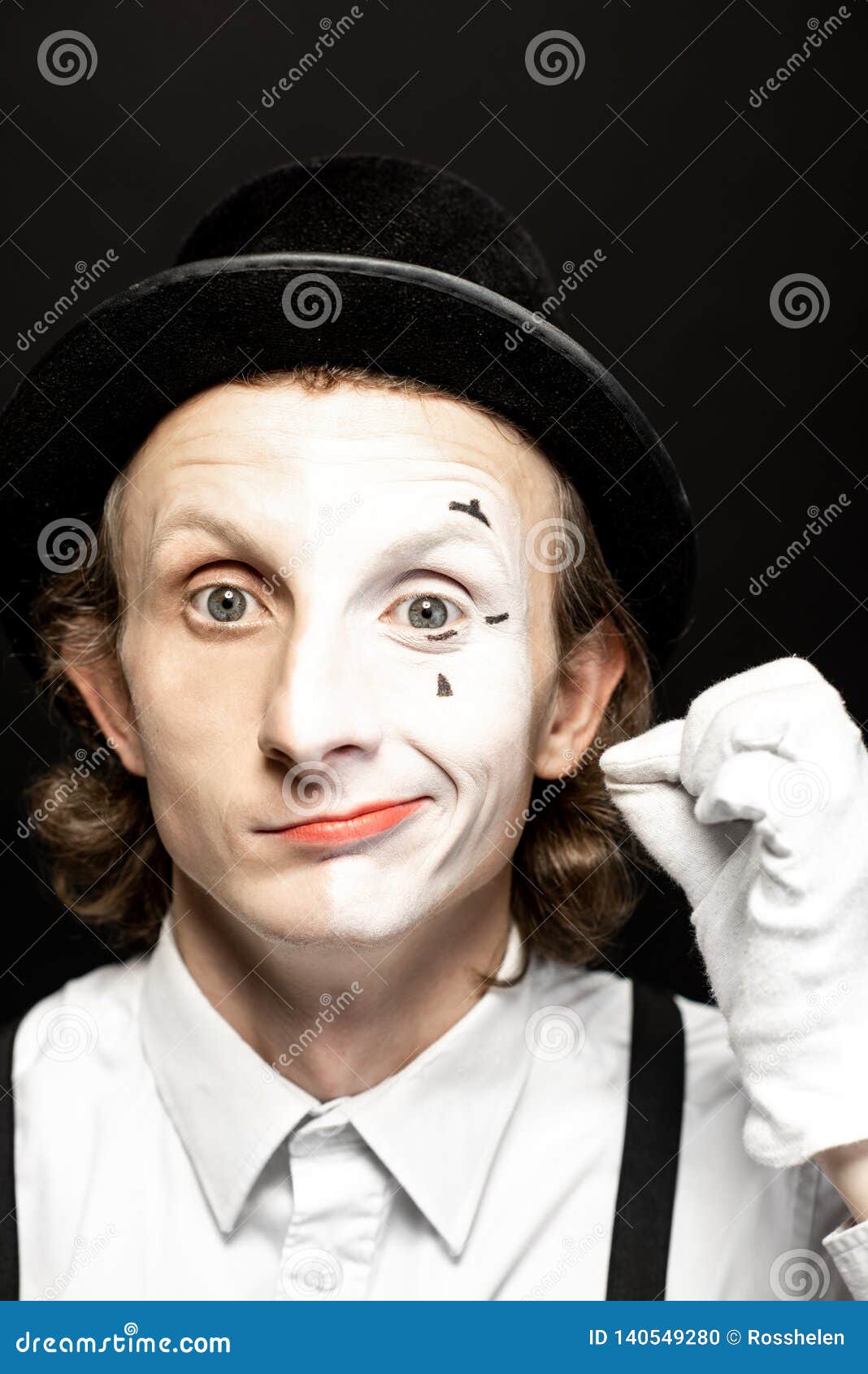 Pantomime on the Black Background Stock Photo - Image of grimace ...