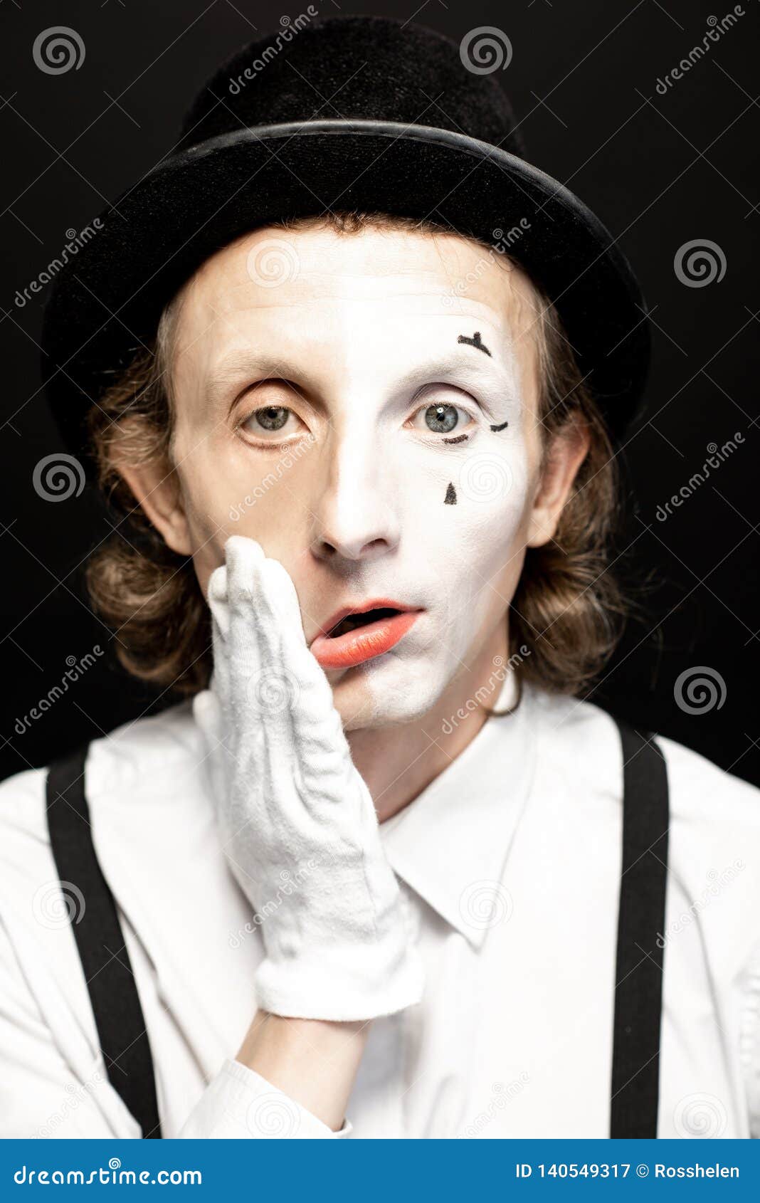 Pantomime on the Black Background Stock Image - Image of mood, actor ...