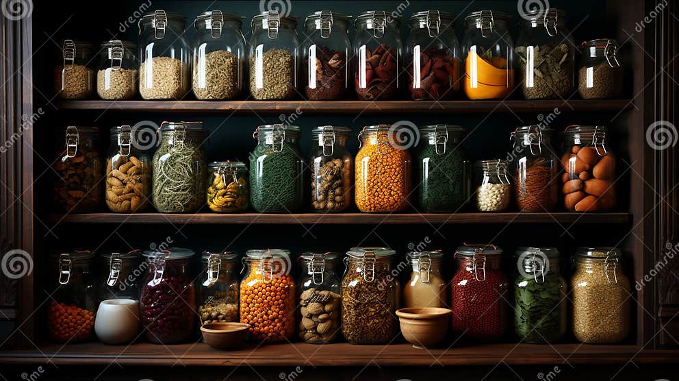 Pantry and Baking Ingredients. Generative Ai Stock Illustration ...