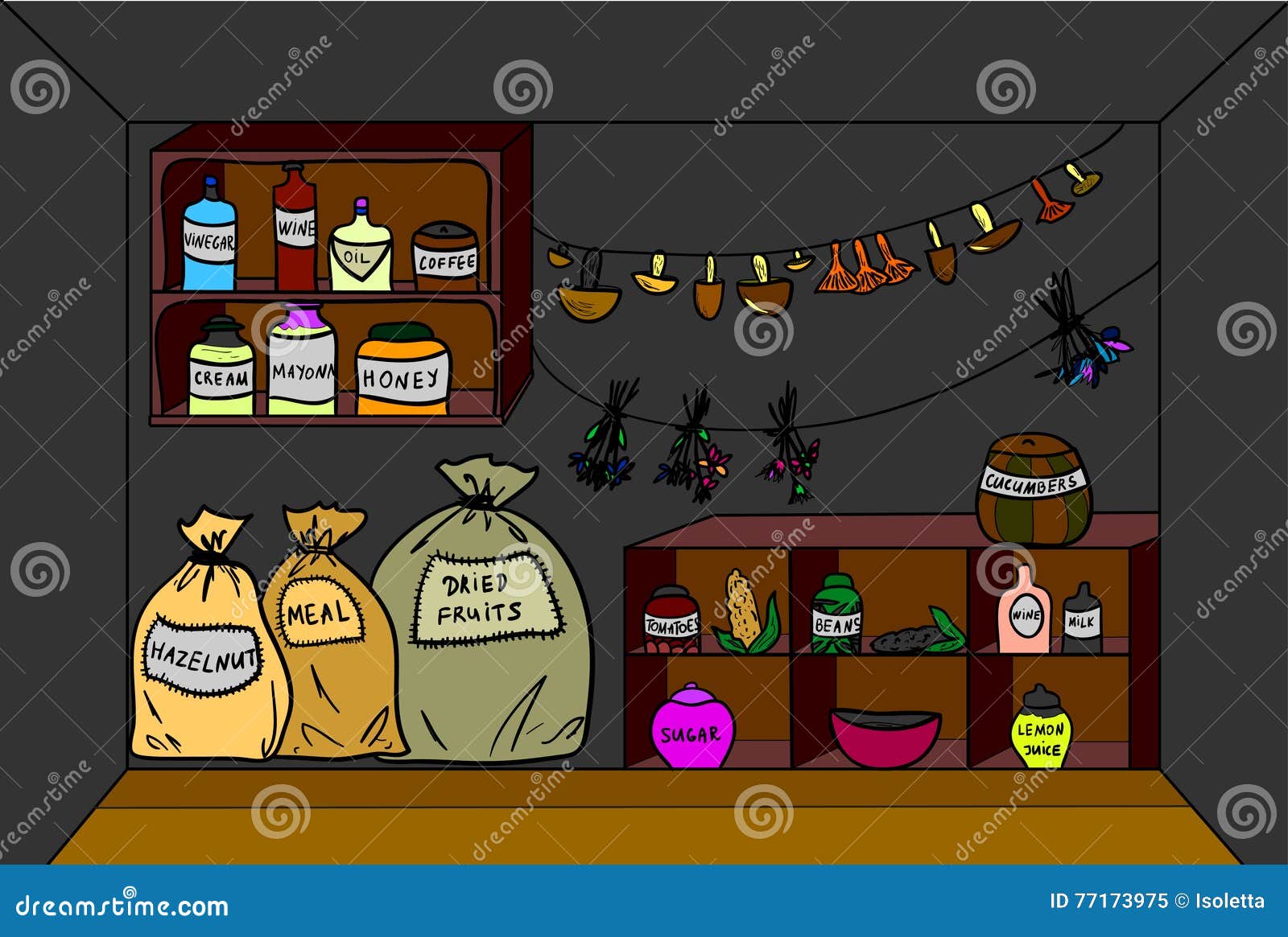 Pantry. Vector Illustration. Stock Vector - Illustration of carpet ...