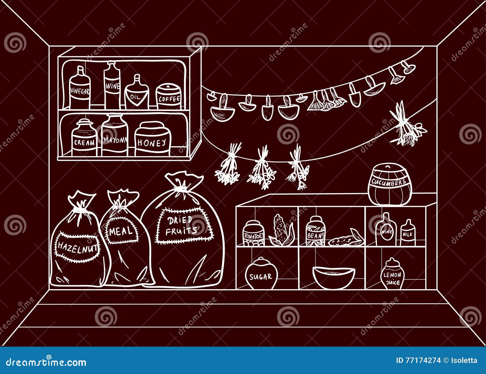 Pantry. Vector Illustration. Stock Vector - Illustration of assortment ...