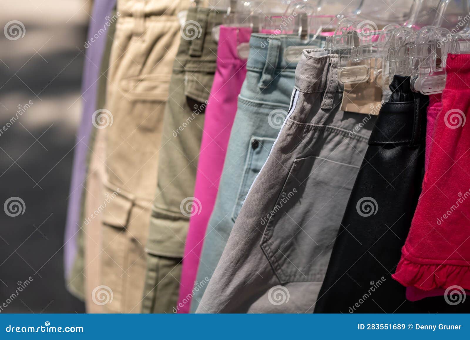 Pants on a Clothes Rack in a Store Stock Image - Image of commerce ...