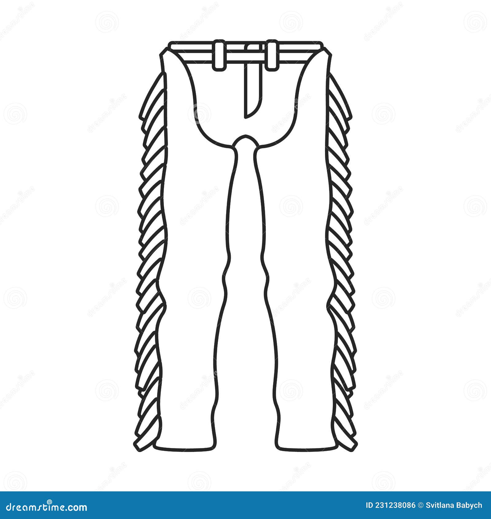 Pants Cowboy Chaps Technical Fashion Illustration With Normal Belt ...