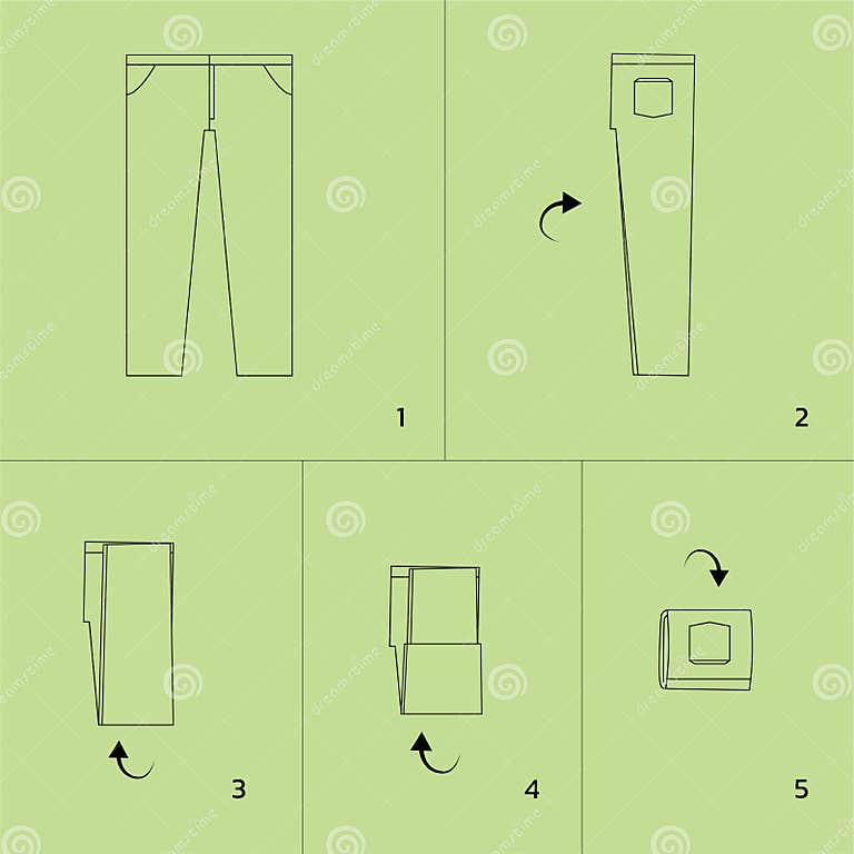 Pants Folding Tutorial Sequence Cartoon Vector Illustration Stock ...