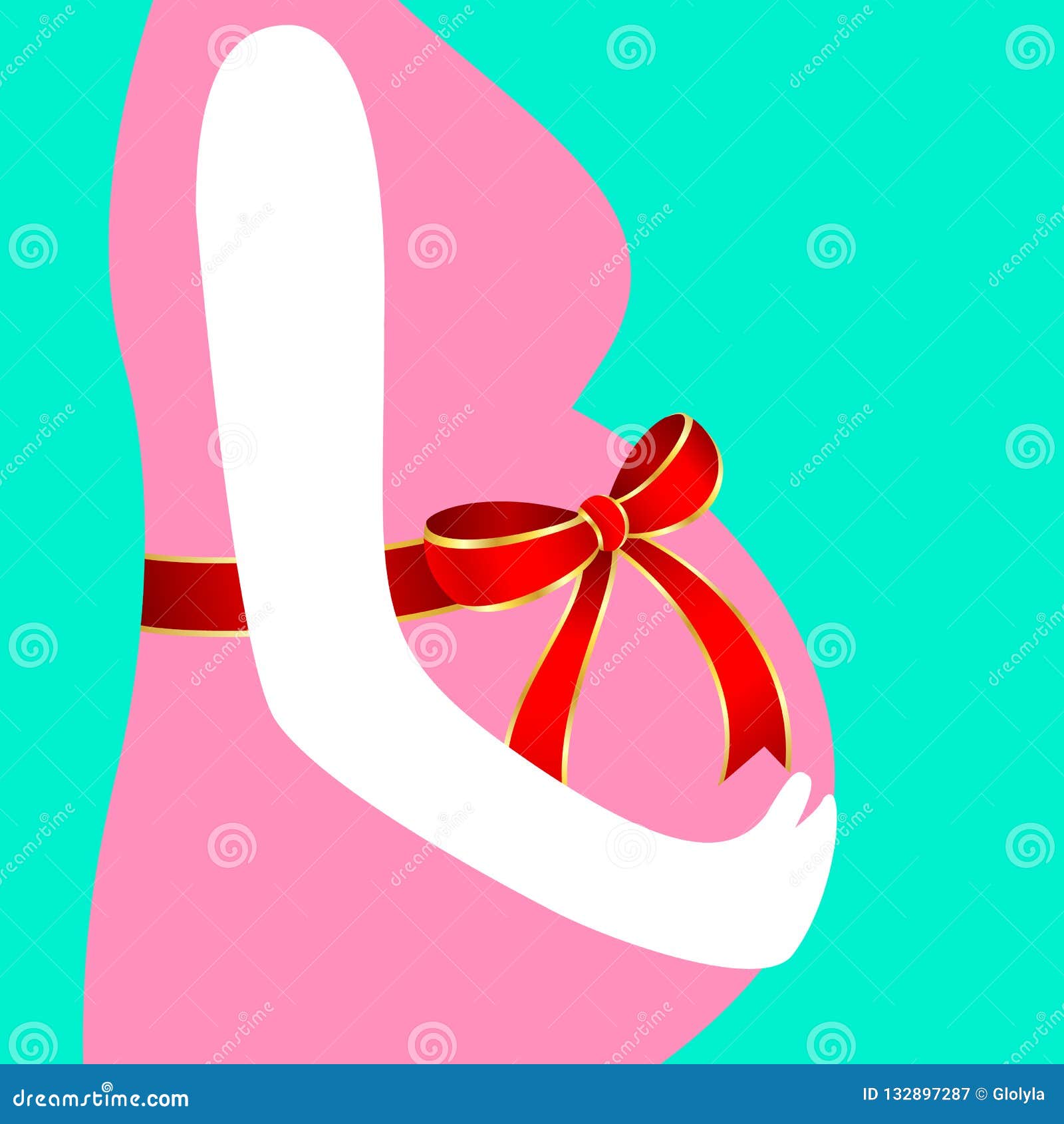 Panza De La Mujer Embarazada Con La Cinta Roja Ilustración del Vector ...