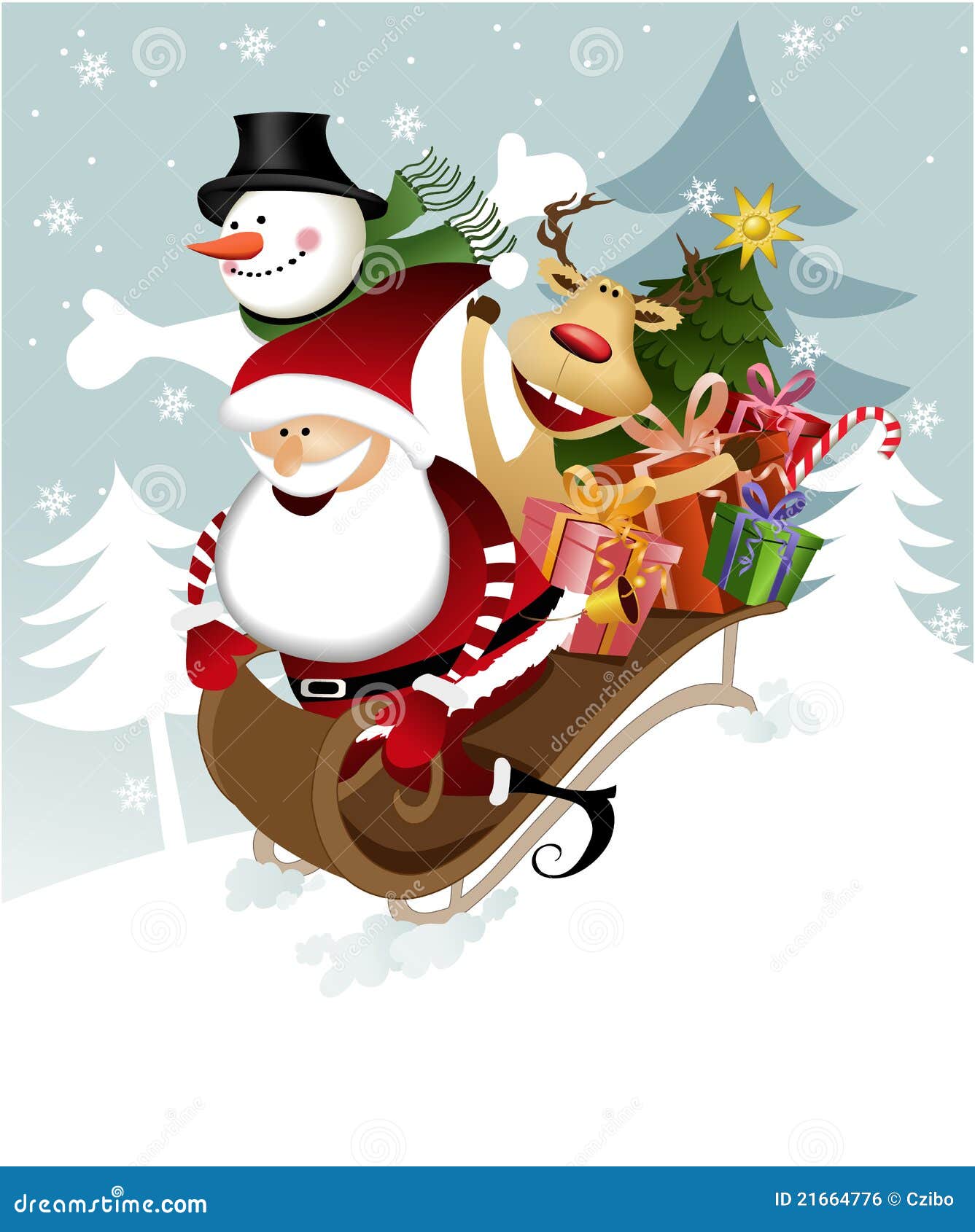 Papá Noel con los amigos ilustración del vector. Ilustración de ...