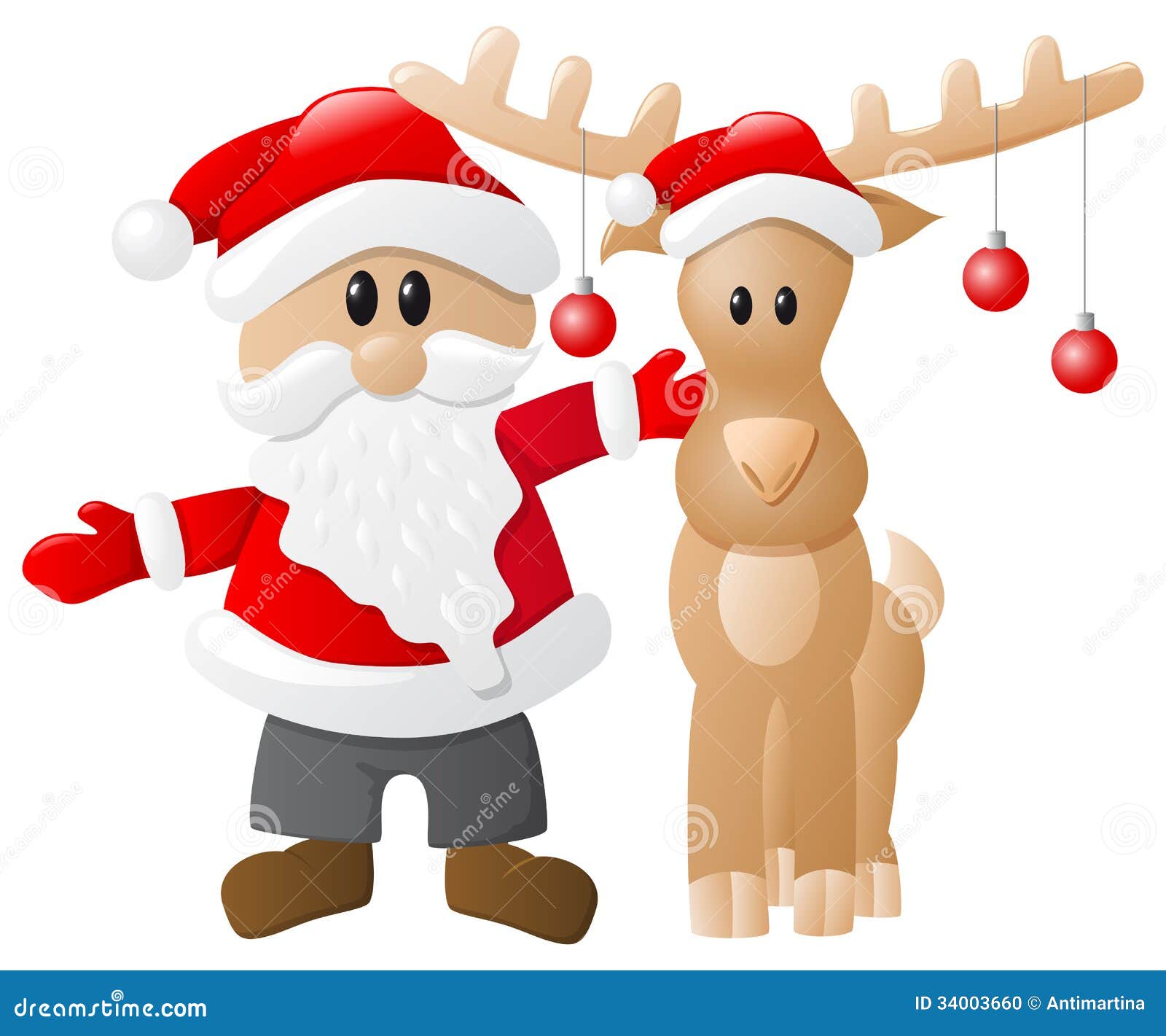 Papá Noel y reno ilustración del vector. Ilustración de vela - 34003660