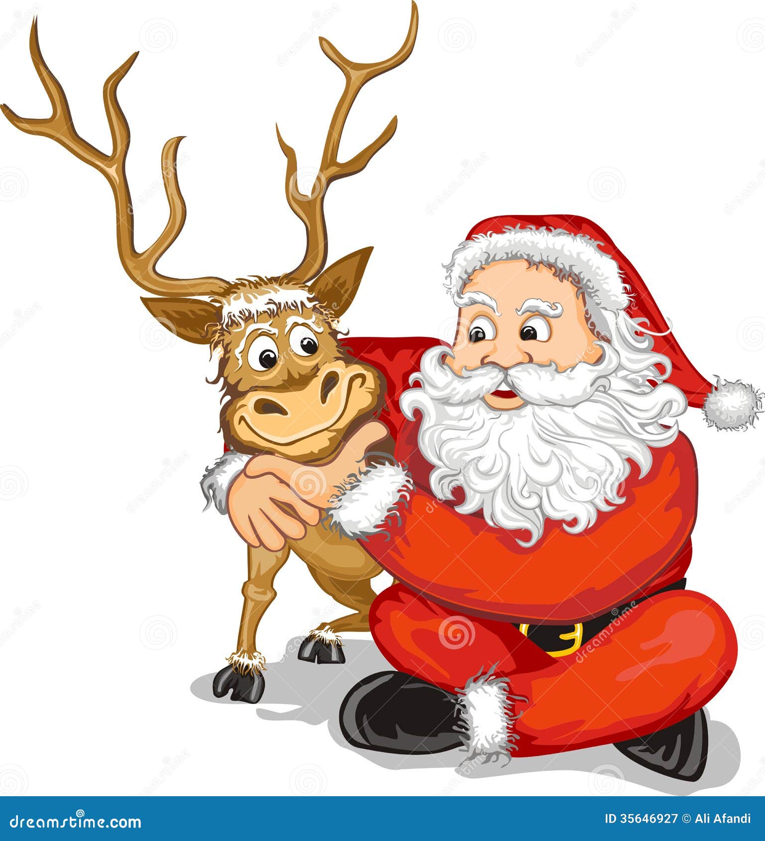 Papá Noel y reno ilustración del vector. Ilustración de historieta ...