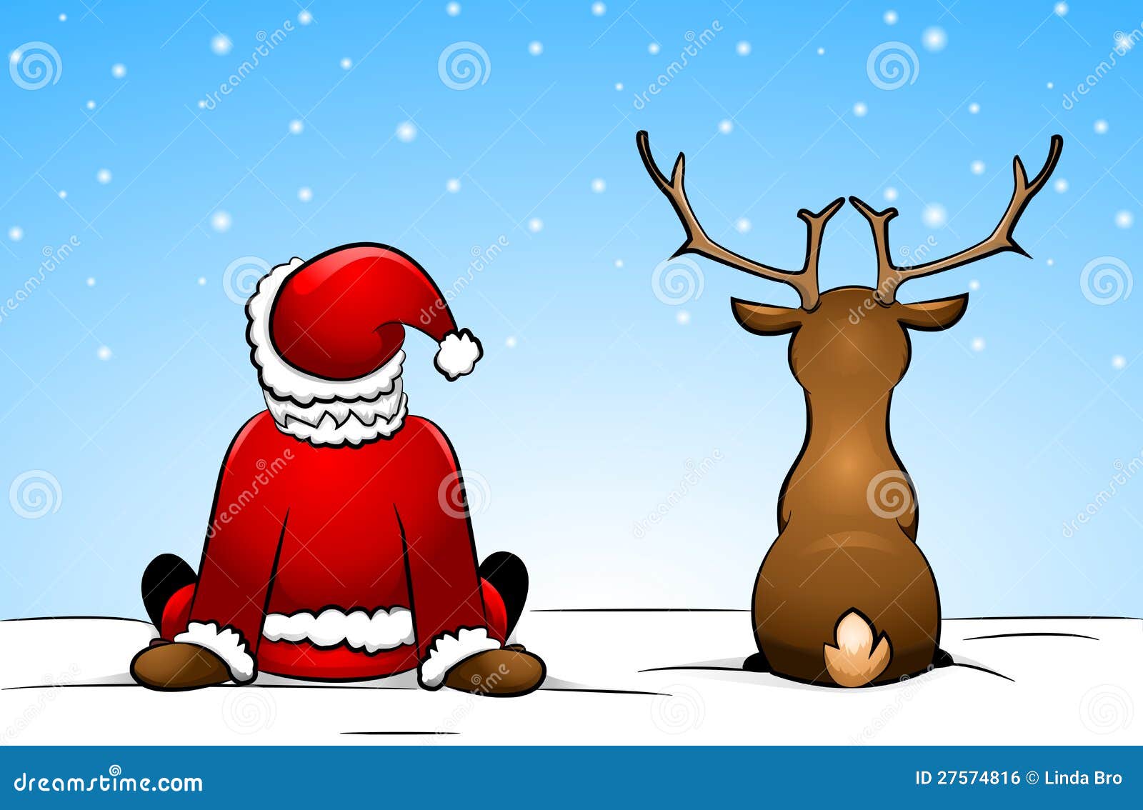 Papá Noel y un reno ilustración del vector. Ilustración de snowflakes ...