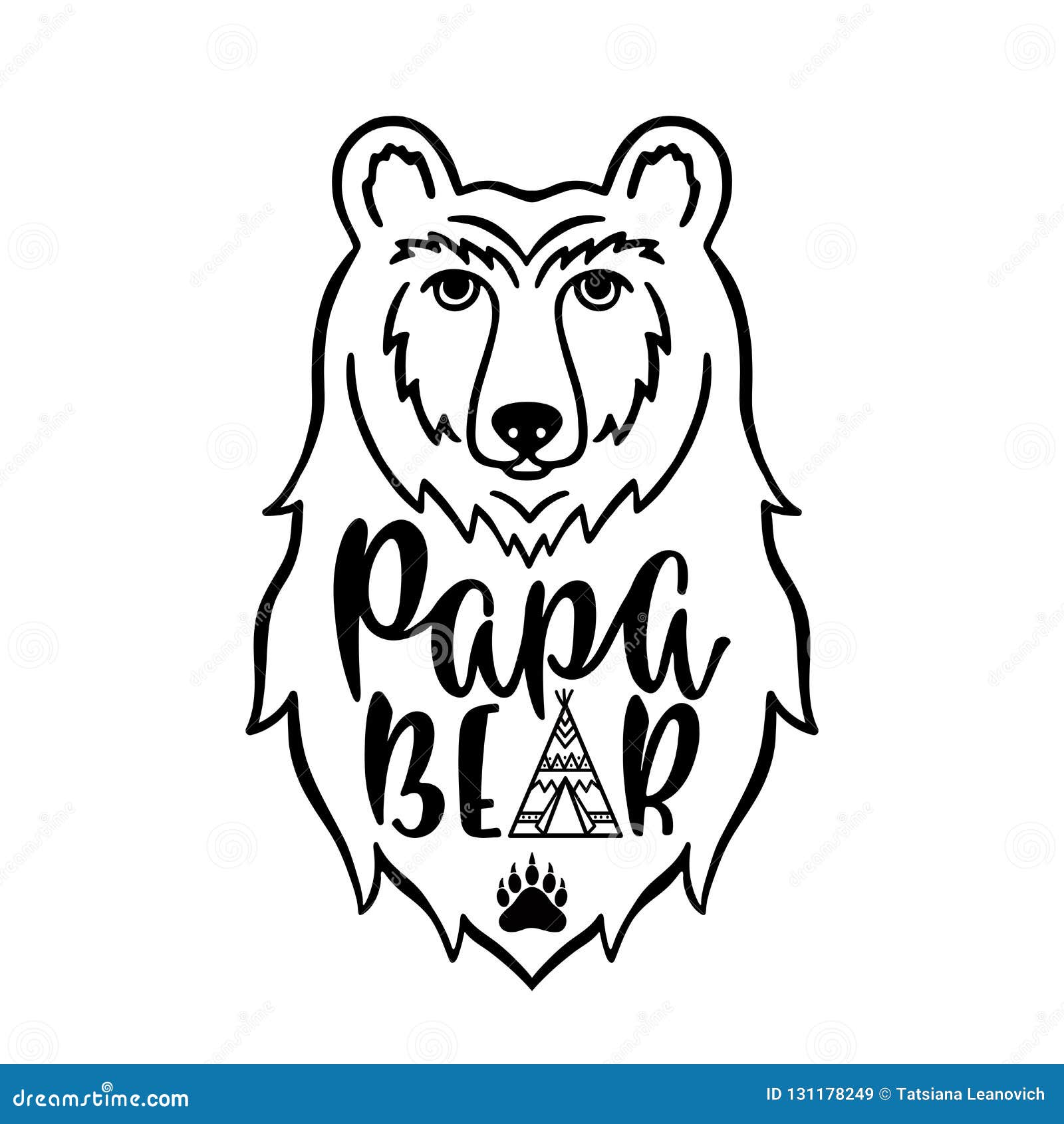 Papa Bear Black Paw Symbol. Simple Forest Logo With Text. Bear Paw ...