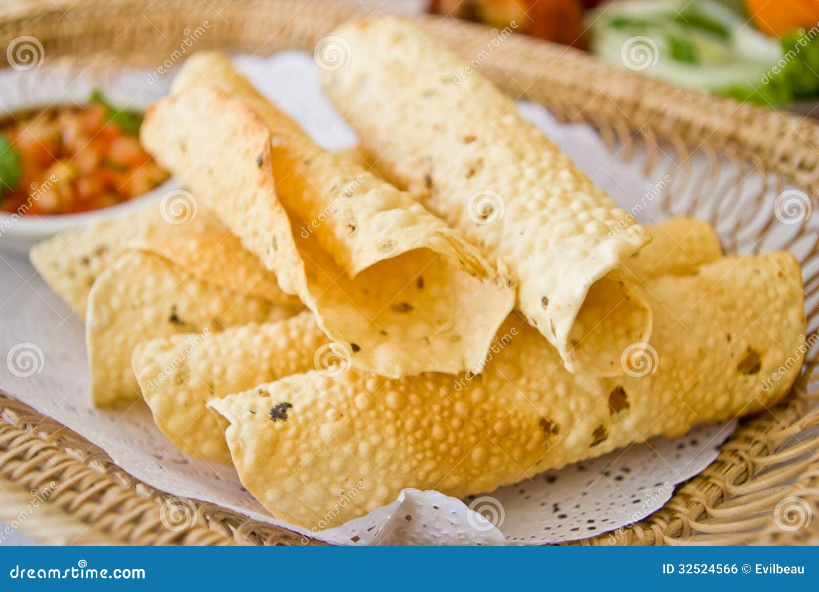 Indian bread stock photo. Image of snack, poppadum, dried - 32524566