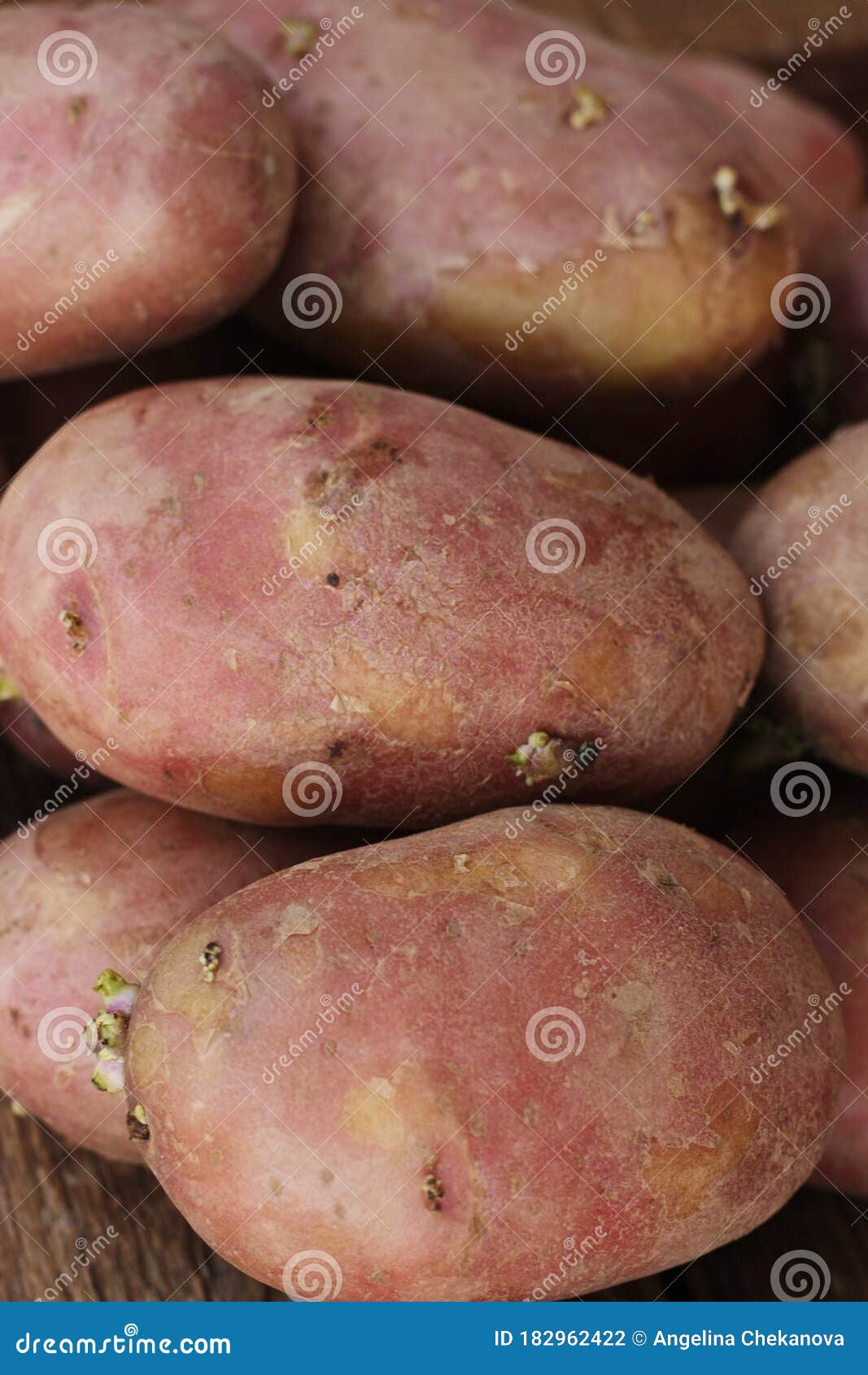 Papas Rojas En Una Macro De Mesa De Madera Foto de archivo - Imagen de ...