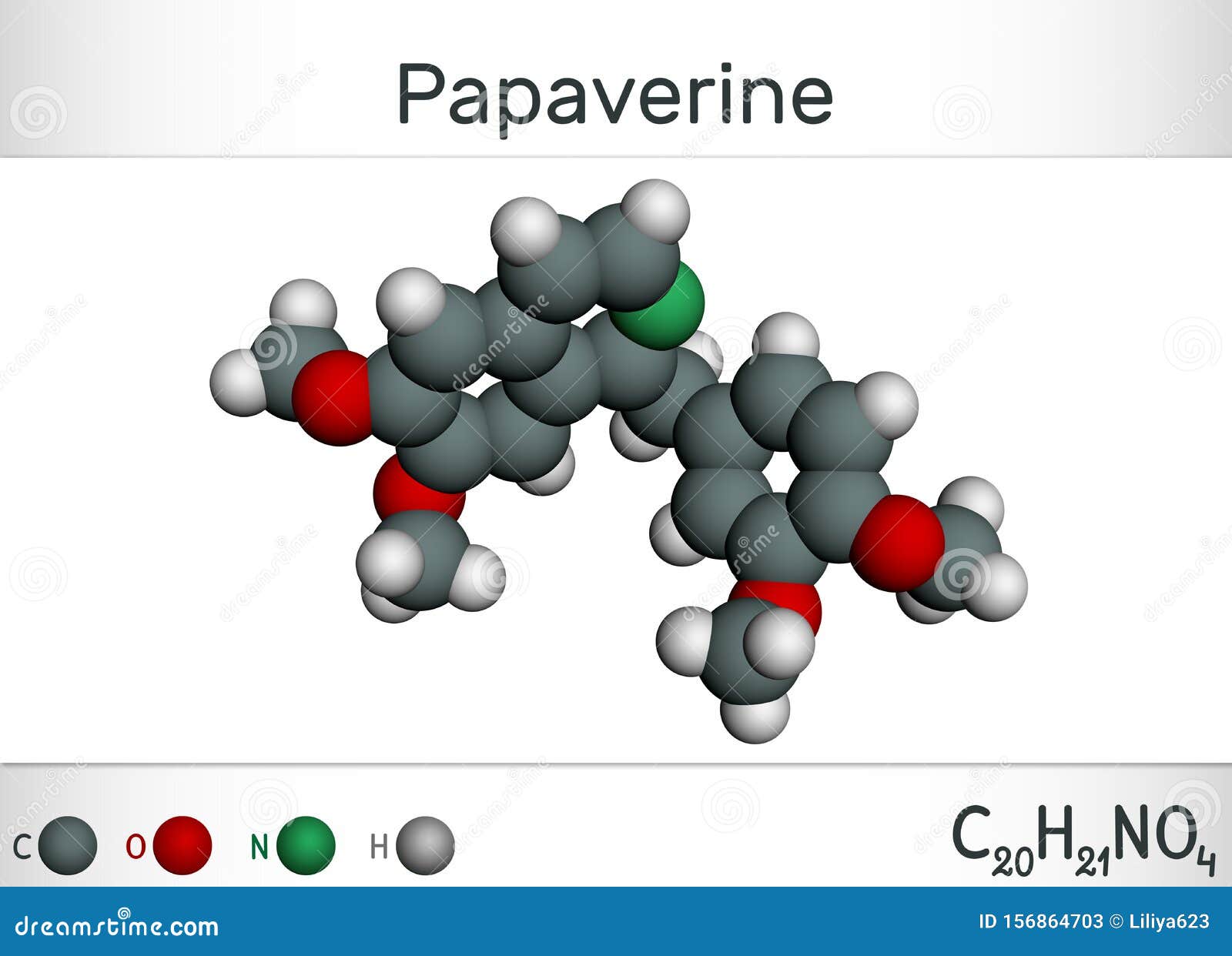 Papaverine Molecule. it is Opium Alkaloid Antispasmodic Drug Stock ...