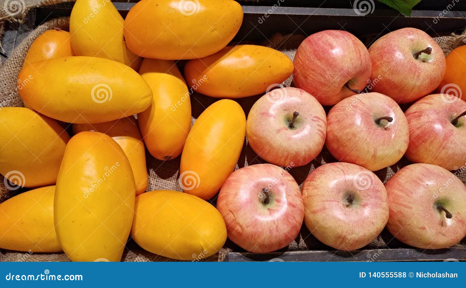 Papaya and Apple, Tropical Fruit in Cross Section Stock Photo - Image ...