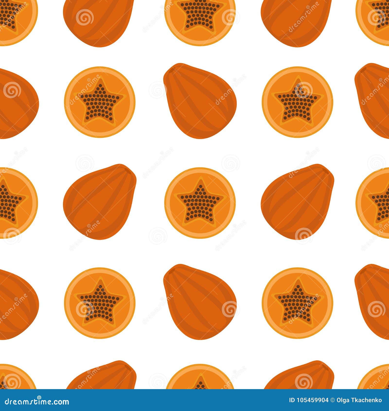 Papaya Background. Seamless Pattern with Papaya. Flat Style Stock ...