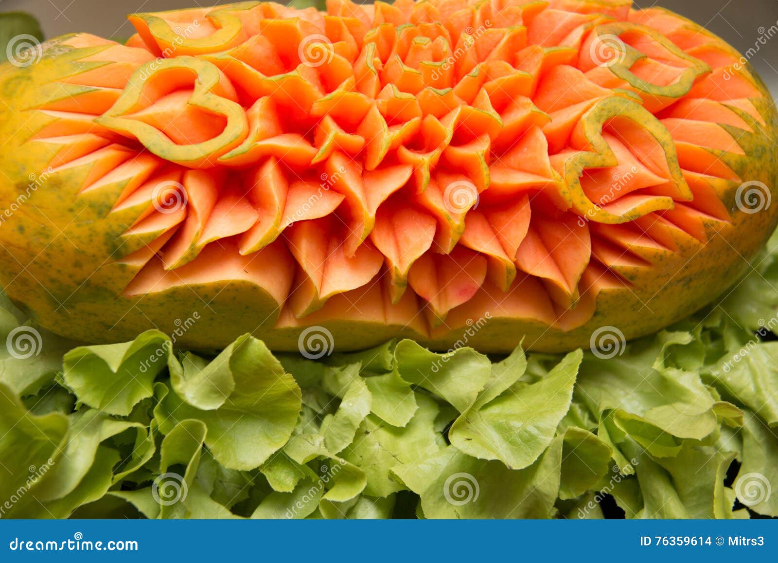 Papaya carving stock photo. Image of preparation, decorate - 76359614