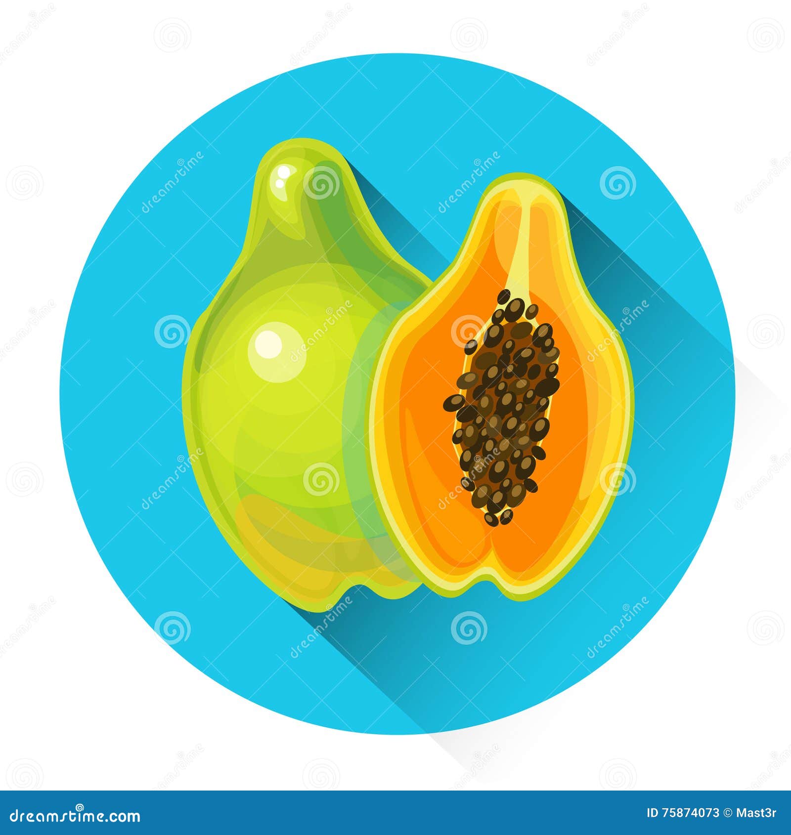Papaya Colorful Fruit Icon stock vector. Illustration of ecological ...