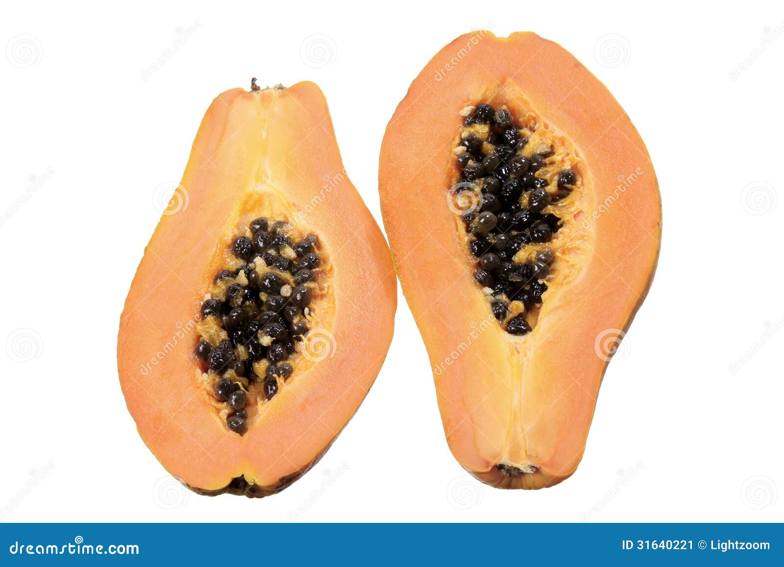 Papaya Cut in Halves stock image. Image of skin, exotic - 31640221