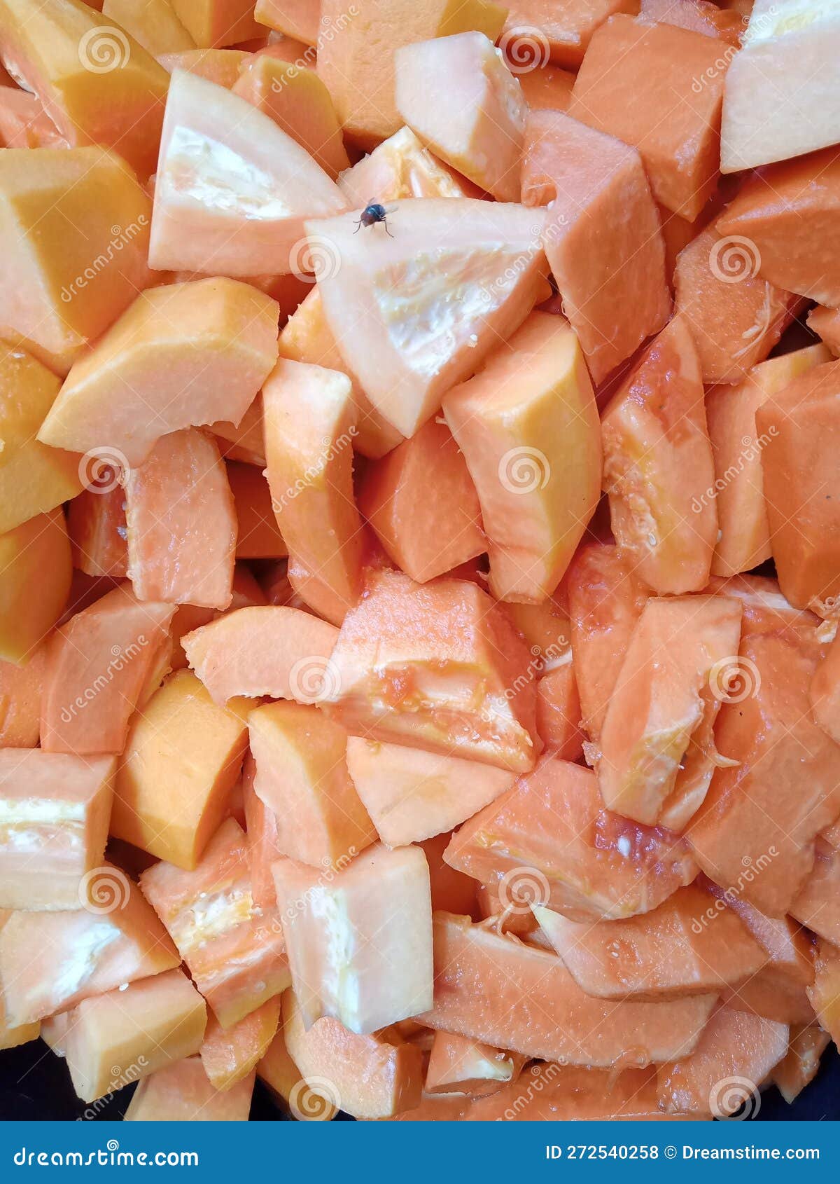 Papaya Fruit Infested with Flies Stock Photo - Image of fish, meal ...