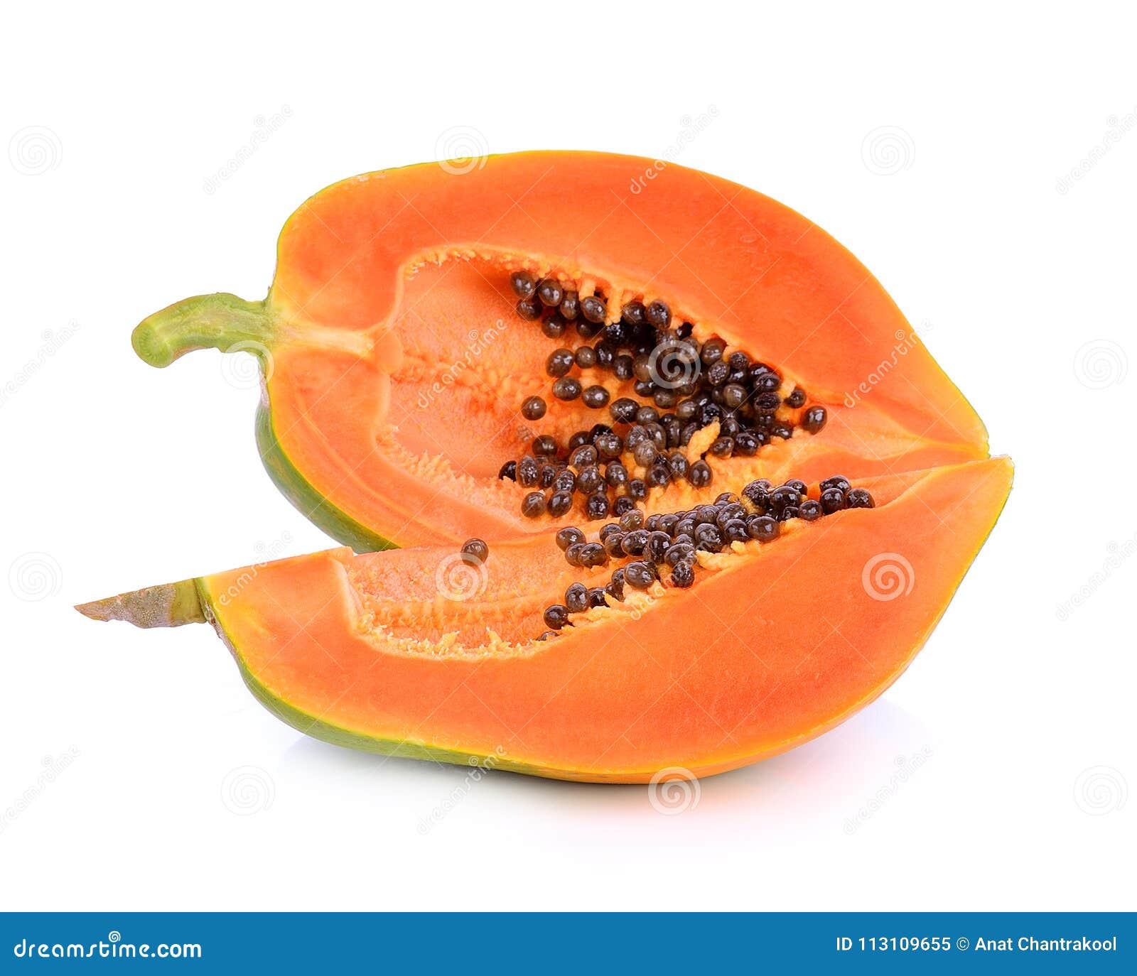 Papaya Isolated on a White Background Stock Image - Image of green ...