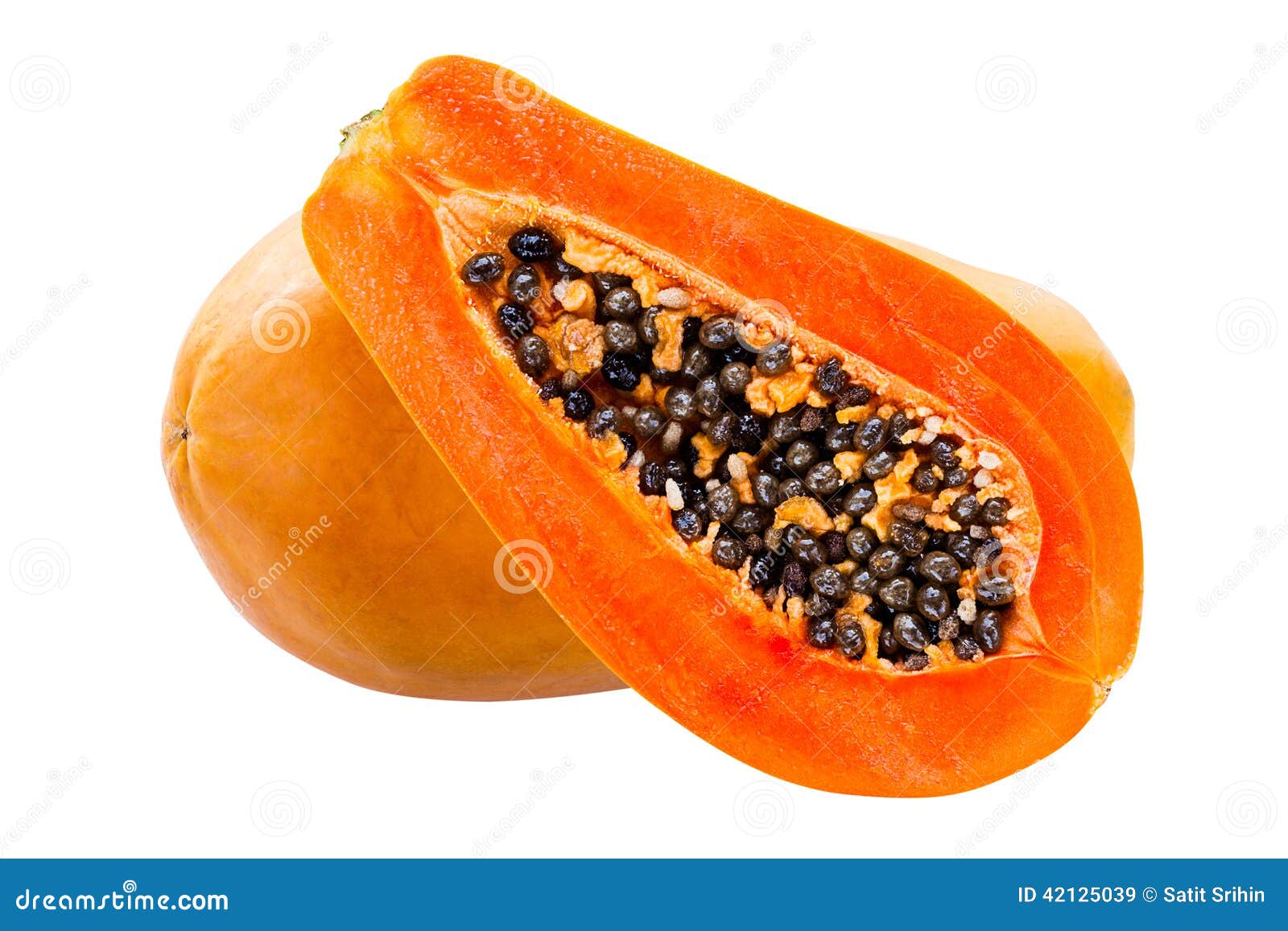 Papaya isolated on white stock image. Image of ripe, yellow - 42125039