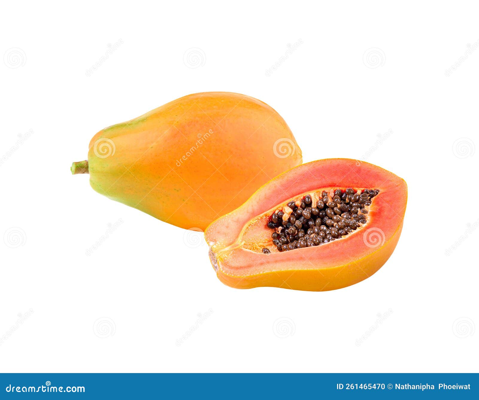 Papaya isolated on white stock photo. Image of healthy - 261465470