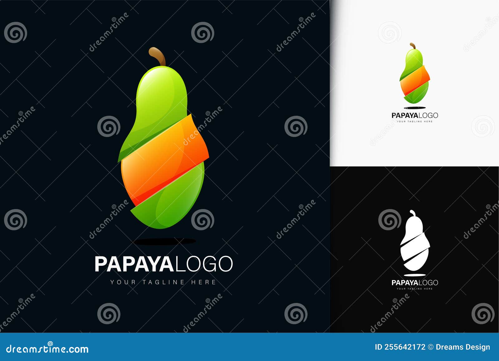 Papaya Logo Design with Gradient Stock Vector - Illustration of diet ...