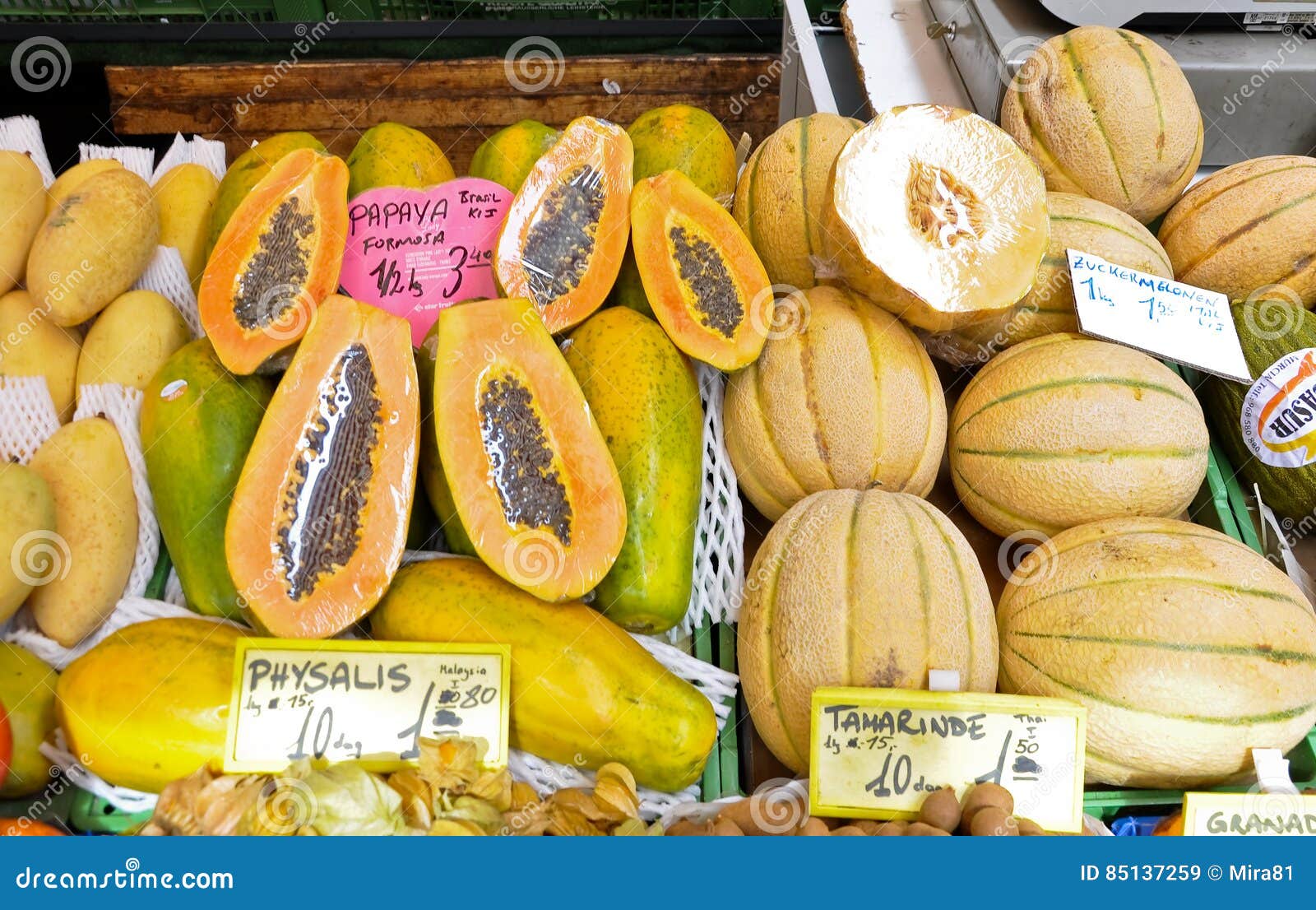 Papaya, mango and melon stock image. Image of fruit, healthy - 85137259