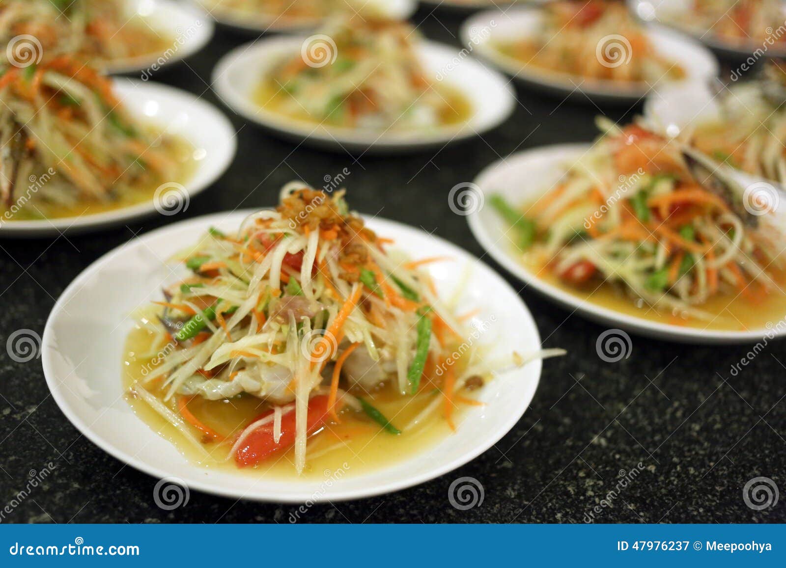 Papaya salad in dish. stock image. Image of table, delicious - 47976237
