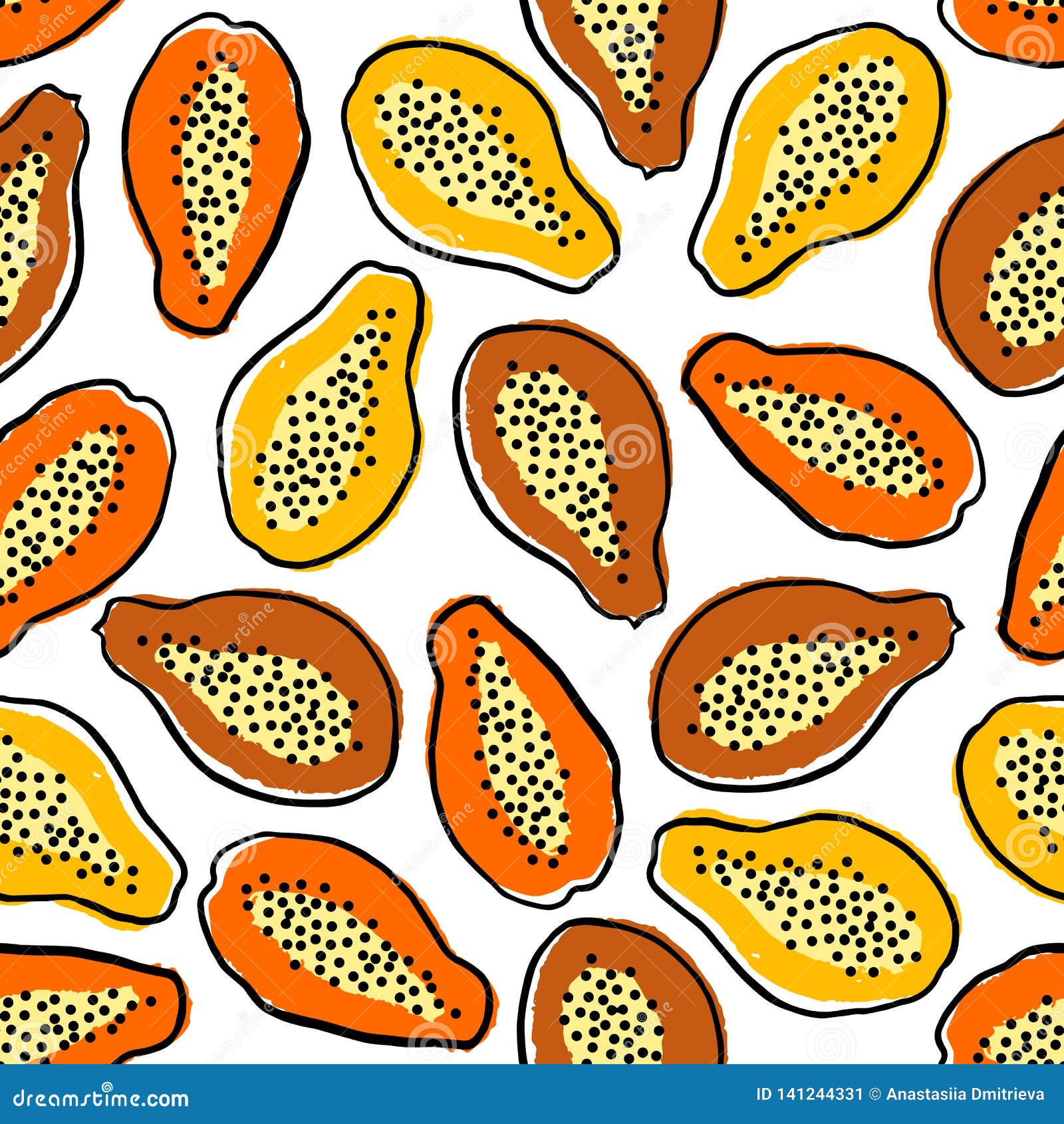 Papaya seamless pattern stock vector. Illustration of fabric - 141244331
