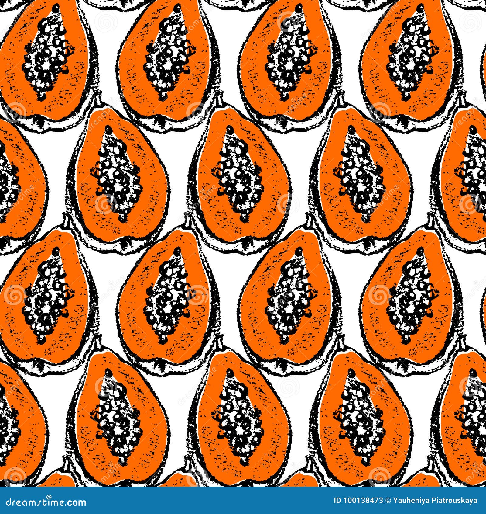 Papaya seamless pattern stock vector. Illustration of delicious - 100138473