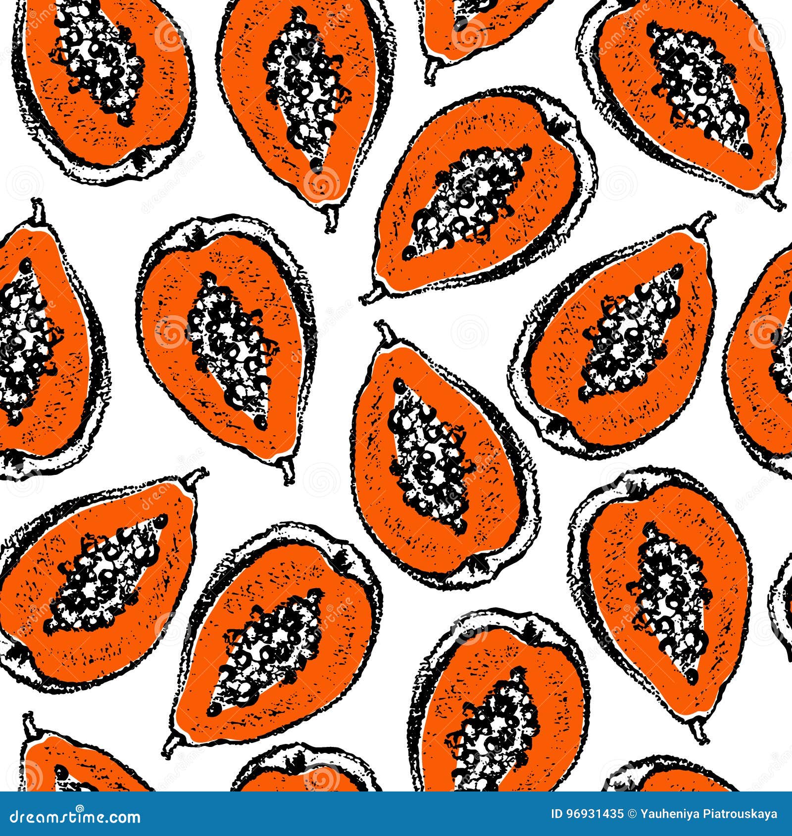 Papaya seamless pattern stock vector. Illustration of exotic - 96931435