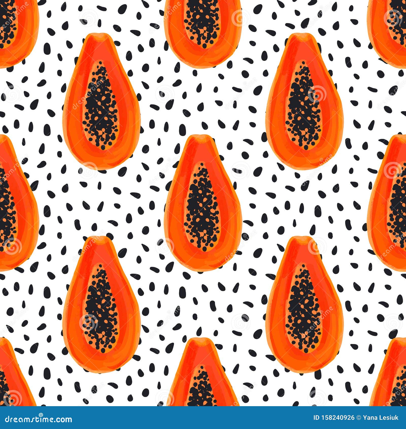Papaya Vector Seamless Pattern. Tropical Background with Exotic Fruits ...