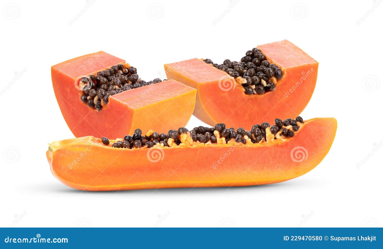 Papaya on white background stock photo. Image of slice - 229470580