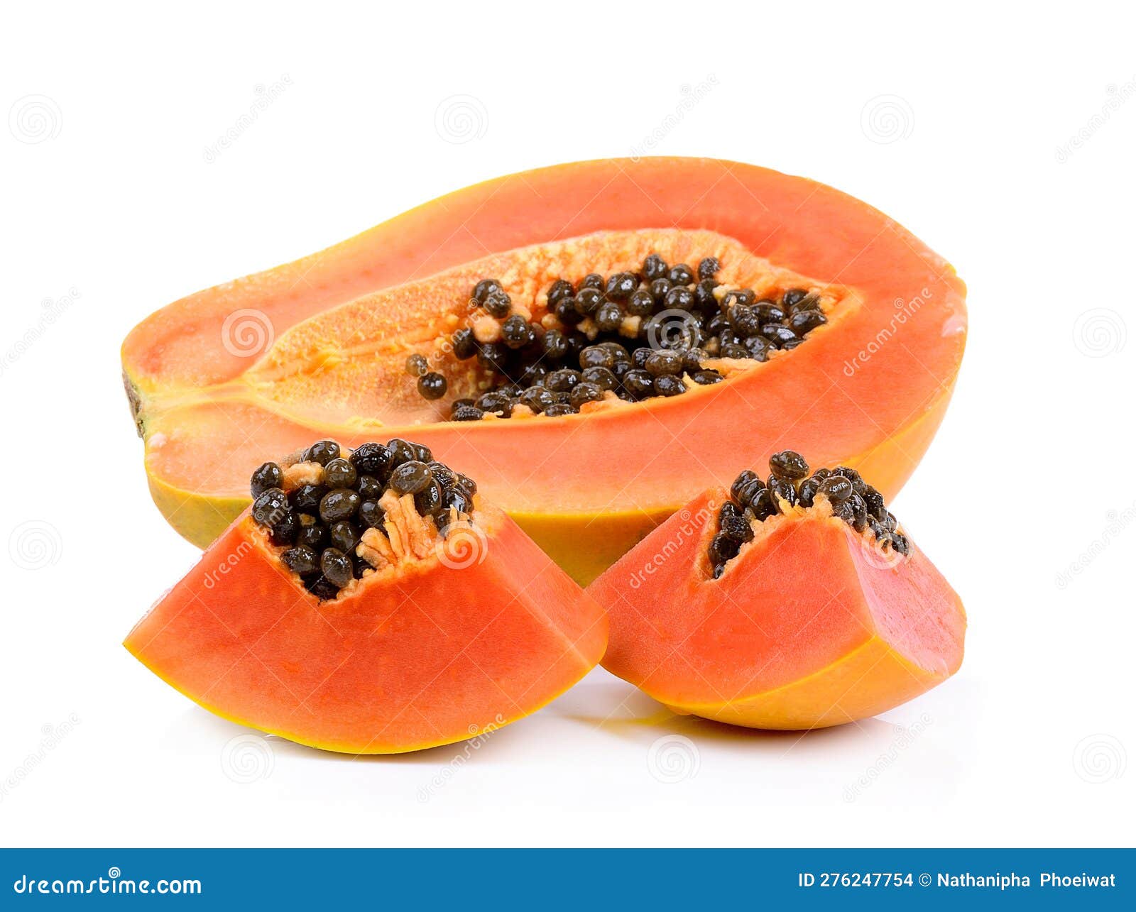 Papayas on the White Ground Slice Stock Photo - Image of juicy, white ...