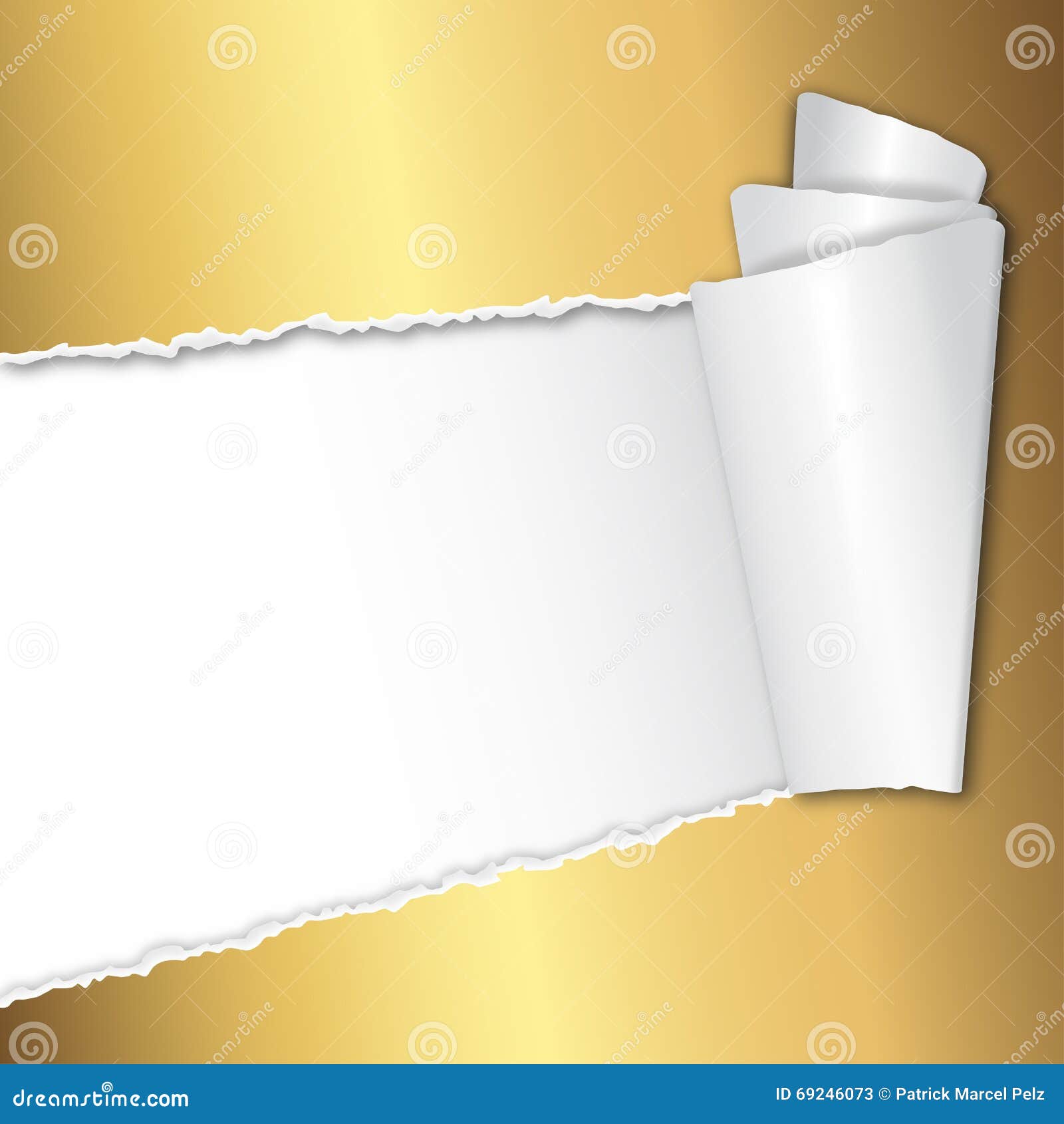 Papel De Oro Abierto Rasgado Con El Espacio Para El Texto Ilustración ...