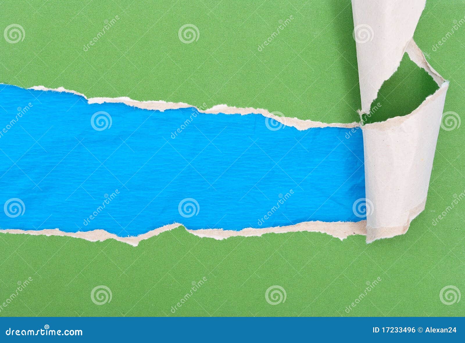 Papel Rasgado Verde No Papel Azul Foto de Stock - Imagem de adicione ...