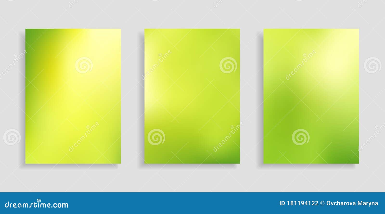 Gradient Mesh Background. Set Green Smooth Vertical Banners A4 Format ...