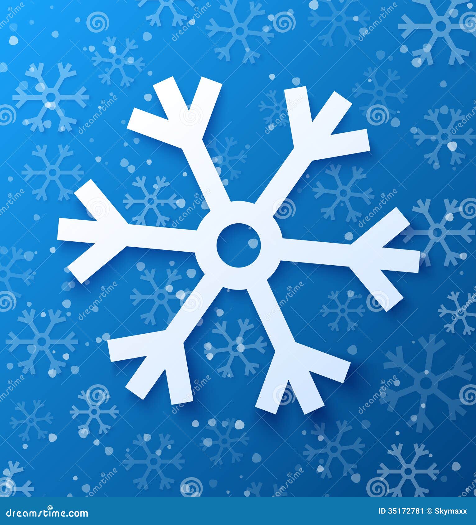 Paper Abstract Snowflake on Blue Background Stock Vector - Illustration ...