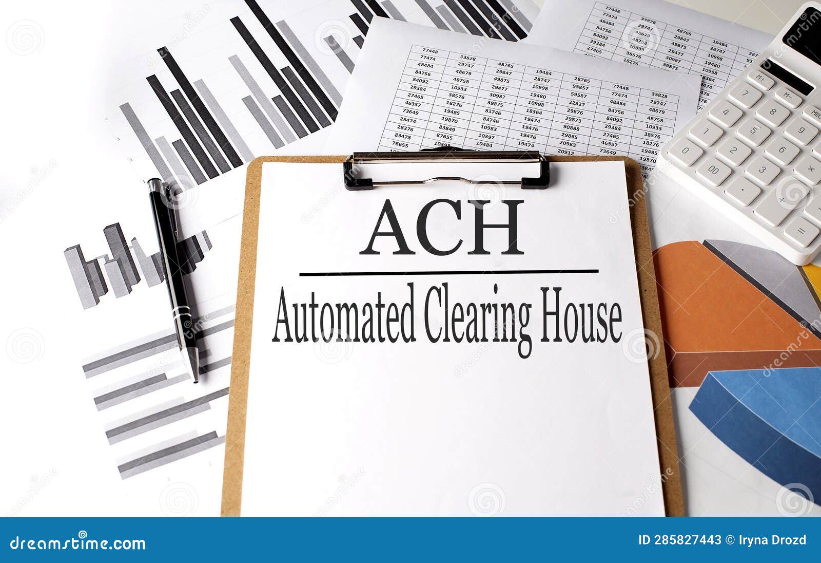 Paper with ACH Automated Clearing House on a Chart Background Stock ...