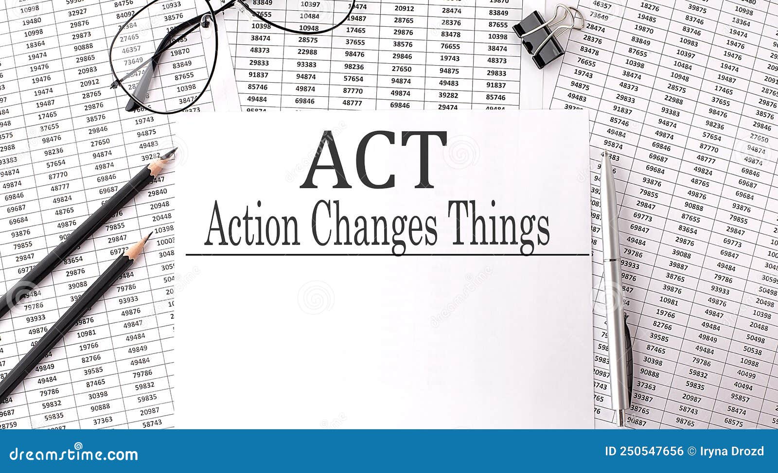 Paper with ACT- Action, Changes, Things on the Chart Stock Photo ...