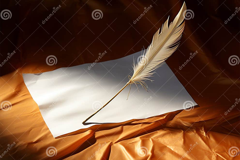 Paper Adorned with a Protruding Feather, a Touch of Rustic Charm Stock ...