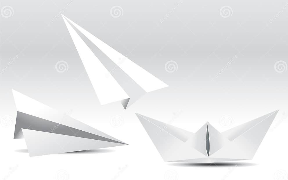 Paper airplane and boat stock vector. Illustration of clear - 12928114