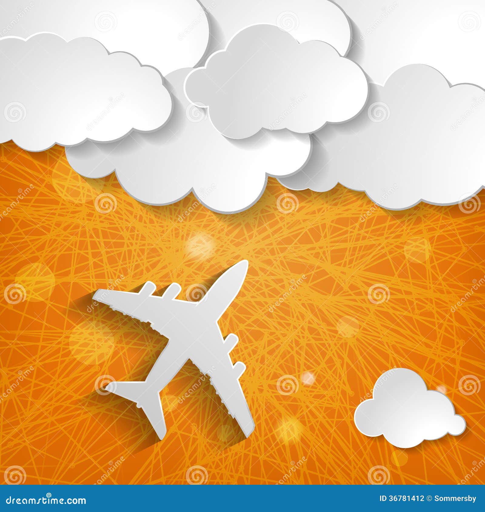 Airplane On Striped Backdrop Cartoon Vector | CartoonDealer.com #135348021