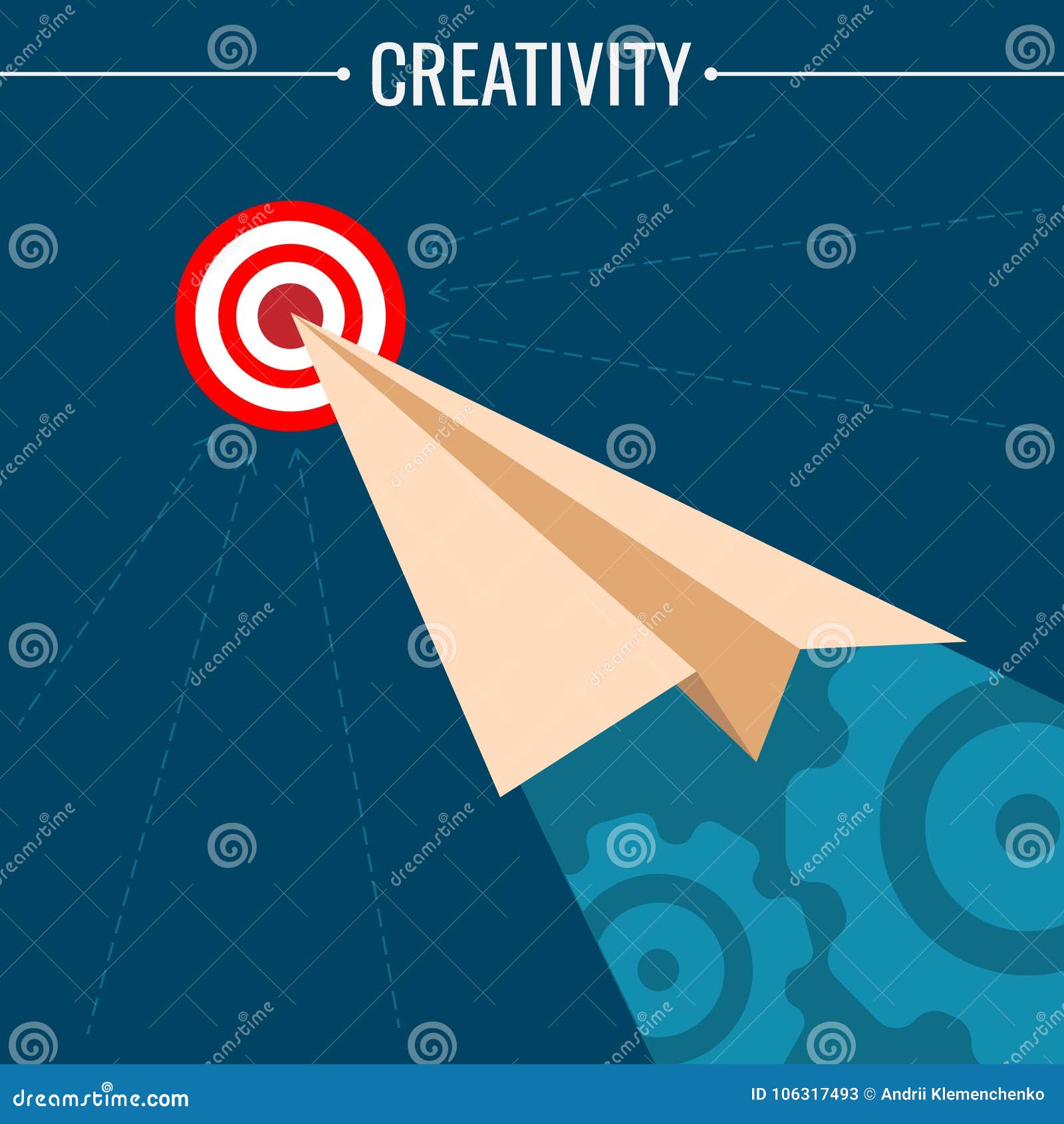 A Paper Airplane Falling into the Target. Vector Illustration. Stock ...