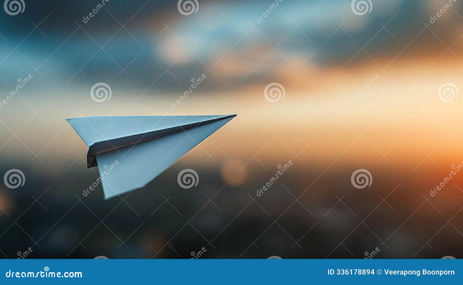 Paper Airplane Flying through the Air, with a Playful Background Stock ...