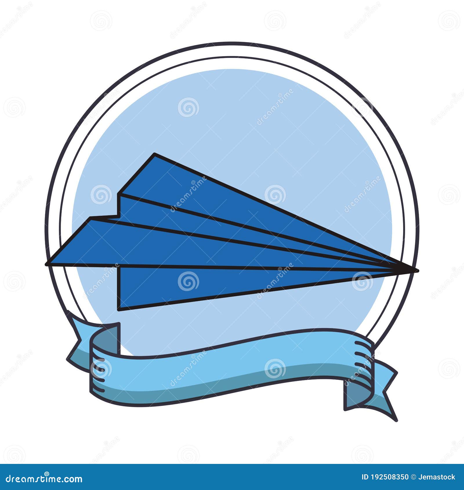 Paper Airplane Flying in Circular Frame Stock Vector - Illustration of ...